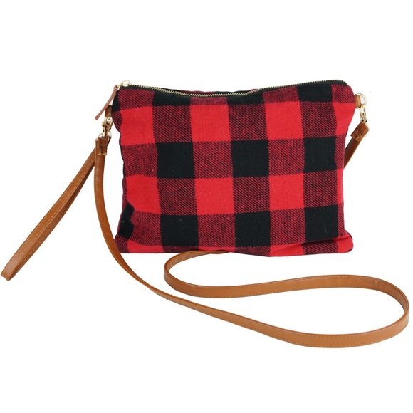 Bags | Red Black Buffalo Check Crossbody Bag Purse Trendy | Poshmark